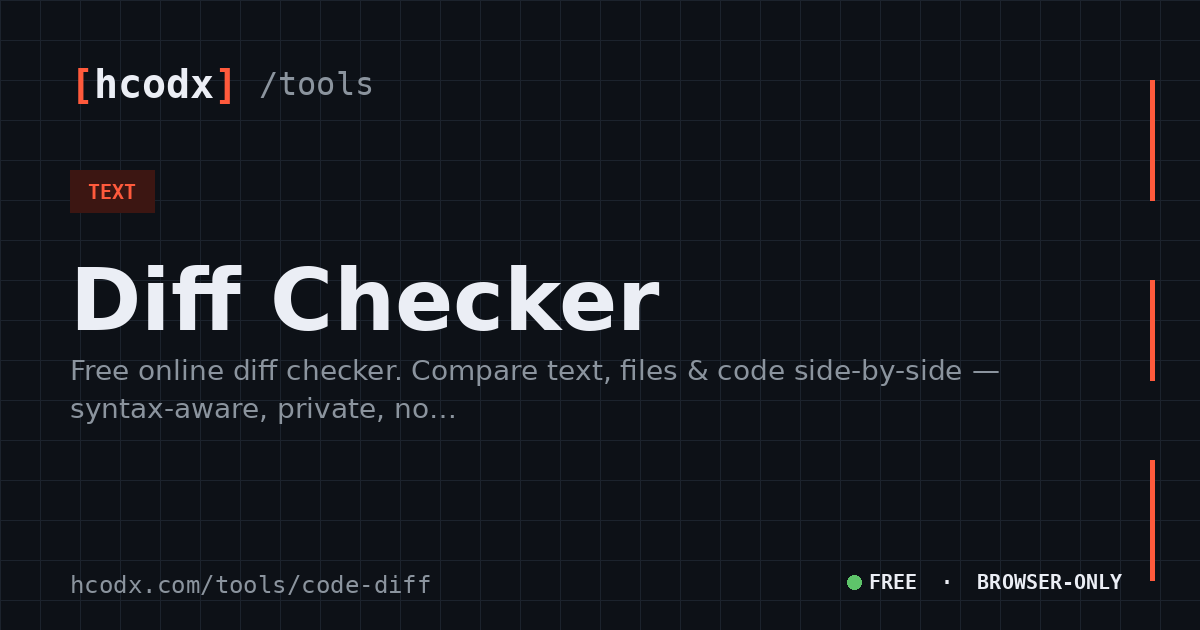 Diff Checker — Compare Text & Code Online Free | HCODX